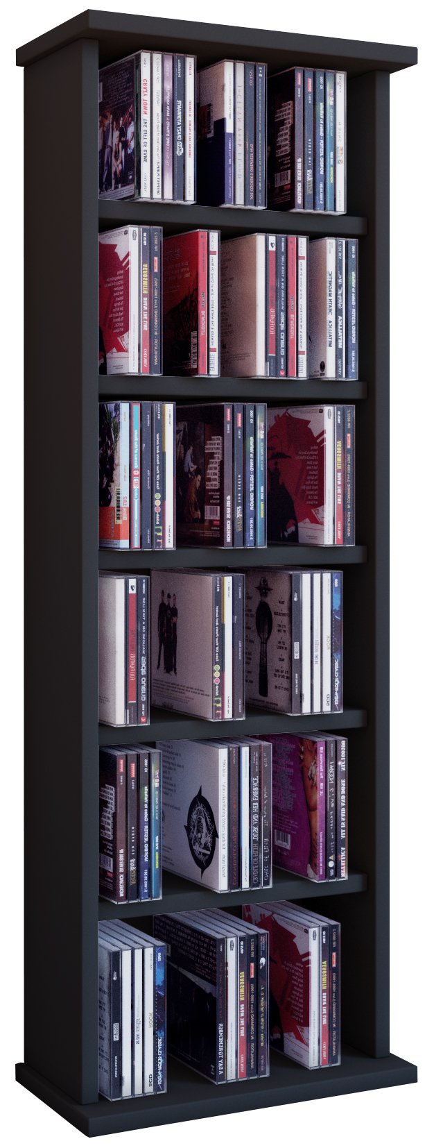 Vostan reol, CD/DVD tårn 6 rum, sort. Fri fragt over 5000 kr, lev 1-2 ...