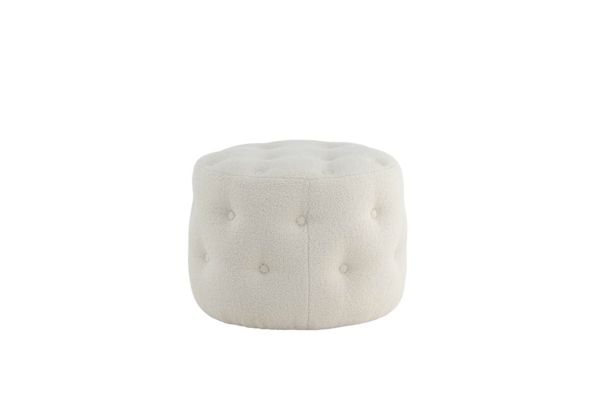 Benjamin Pouf, Hocker Ø55cm Teddystoff weiß. Bestellen Sie hier!