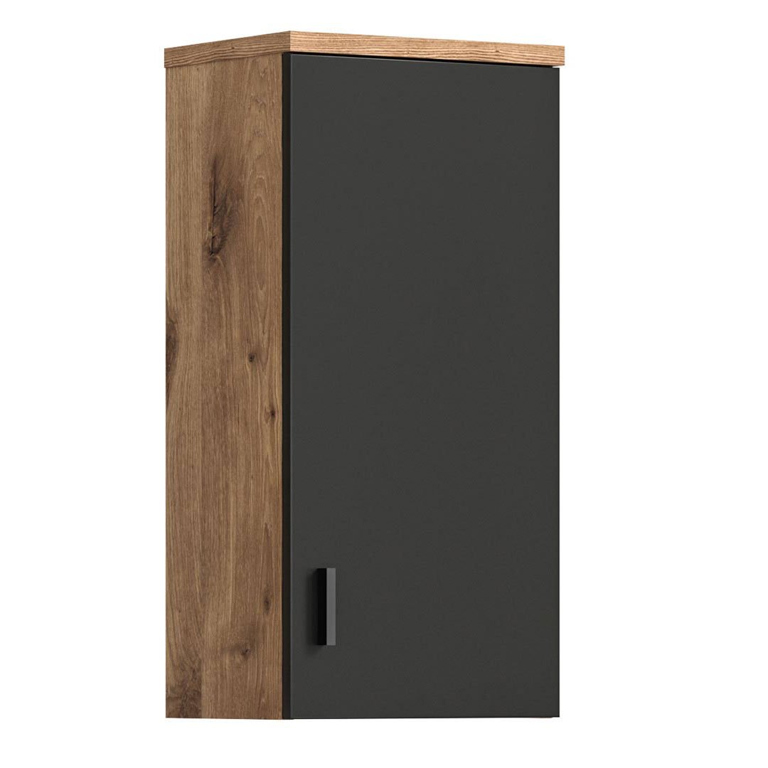 Grado baderomsskap vegghengt 1 dør eik dekor,matt grå. Kjøp nå og få ...